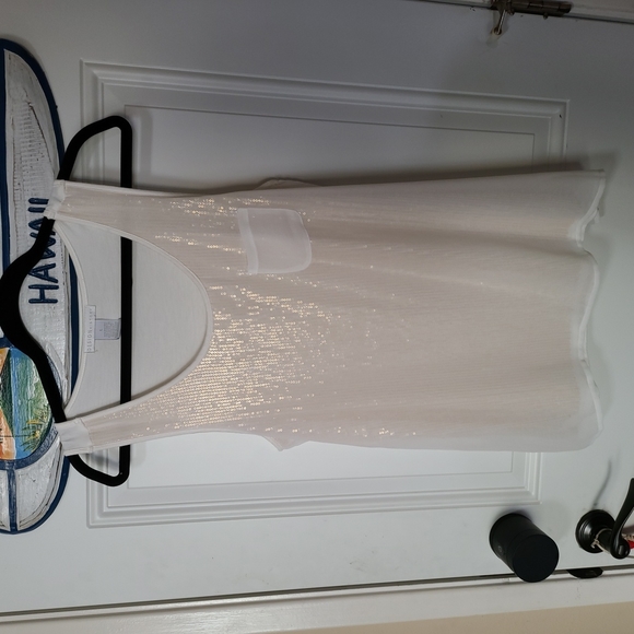 Design History | Tops | Light Beige Tank With Sequin And Sheer Overlay ...